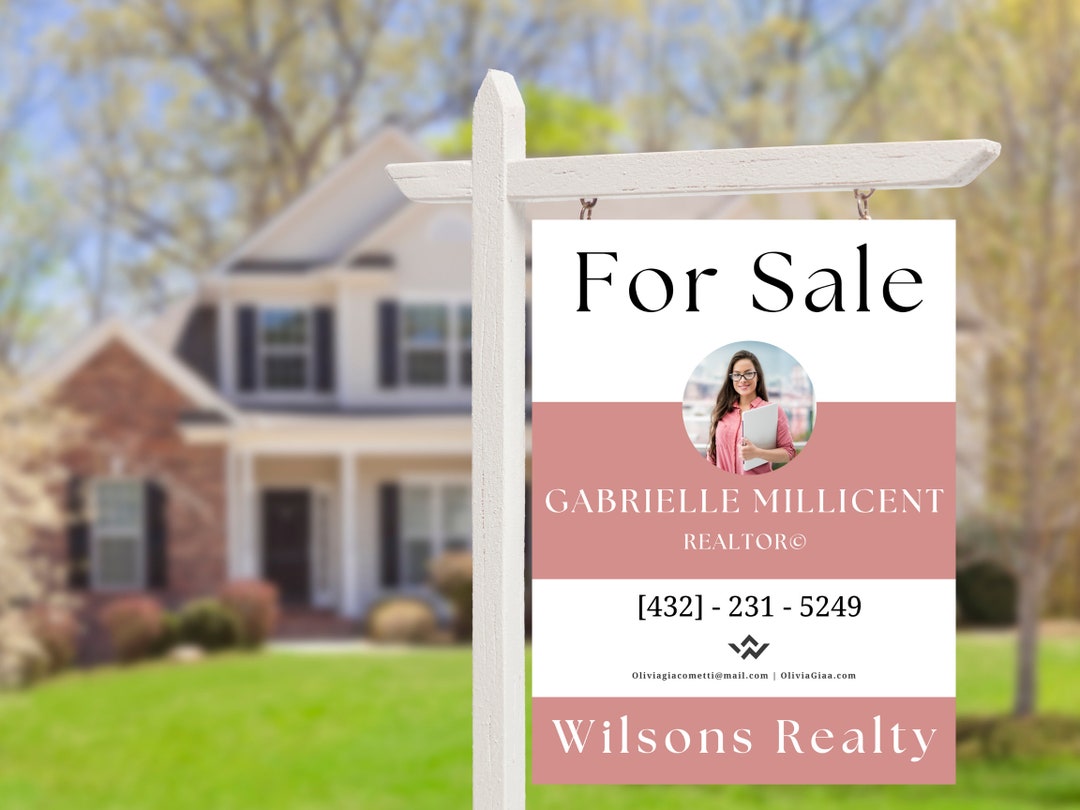 Plantilla rosa para letrero inmobiliario: Marketing inmobiliario ...