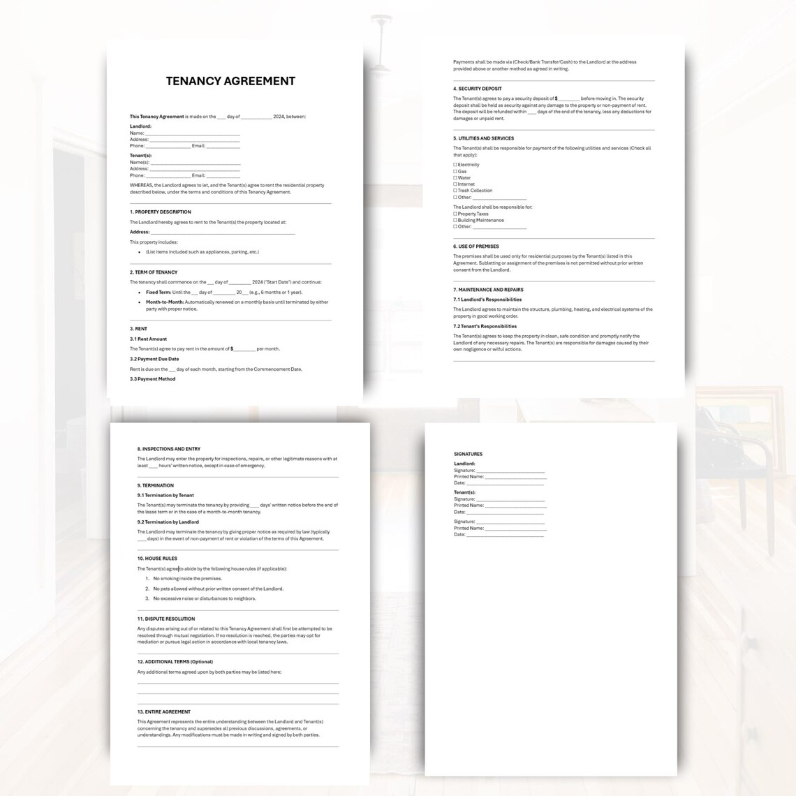 Editable Tenancy Agreement Tenancy Agreement Template Simple Tenancy ...