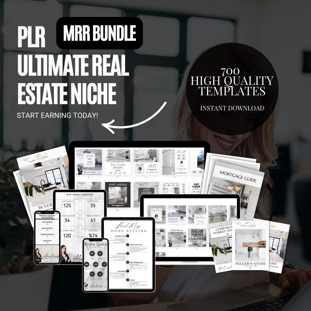 Real Estate Marketing Templates Bundle: PLR MRR, Canva Guide (digital ...