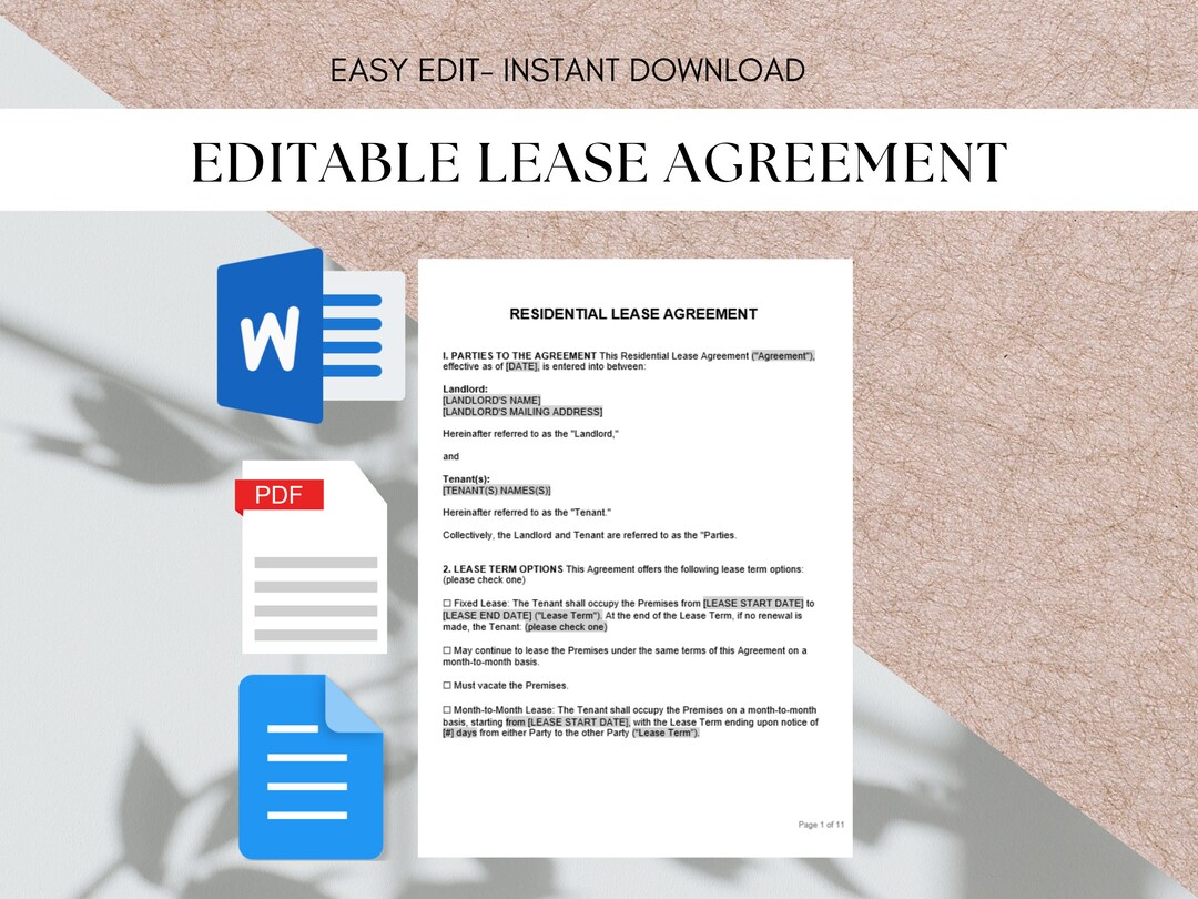 Residential Lease Agreement Template Microsoft Word Lease Agreement ...