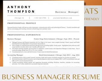 ATS Friendly Resume Template for Microsoft Word Cover Letter and ...