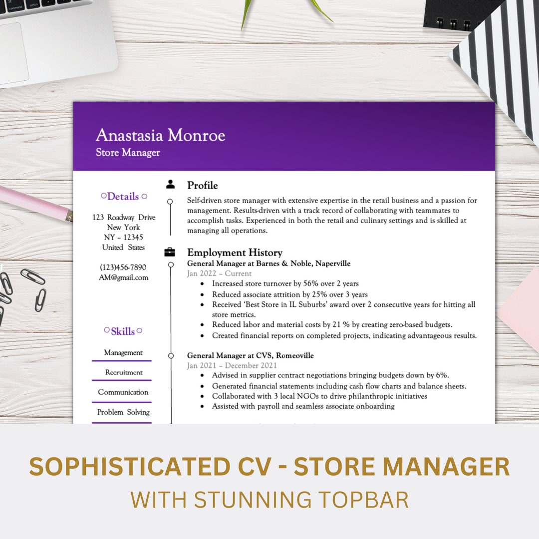 Executive Resume Template, New CV Template, Minimalist CV, Professional ...