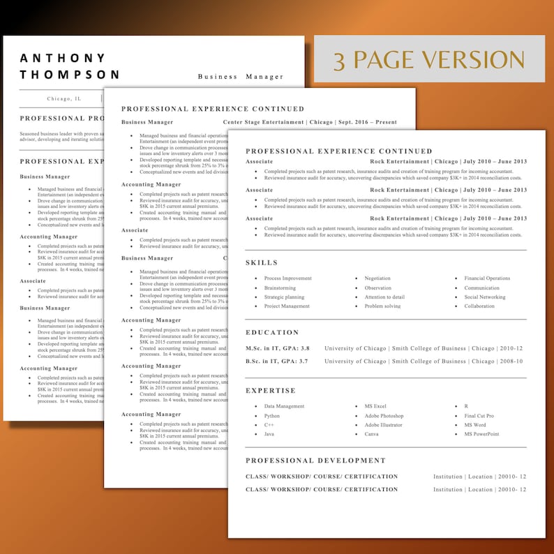ATS Friendly Resume Template for Microsoft Word | Cover Letter and ...