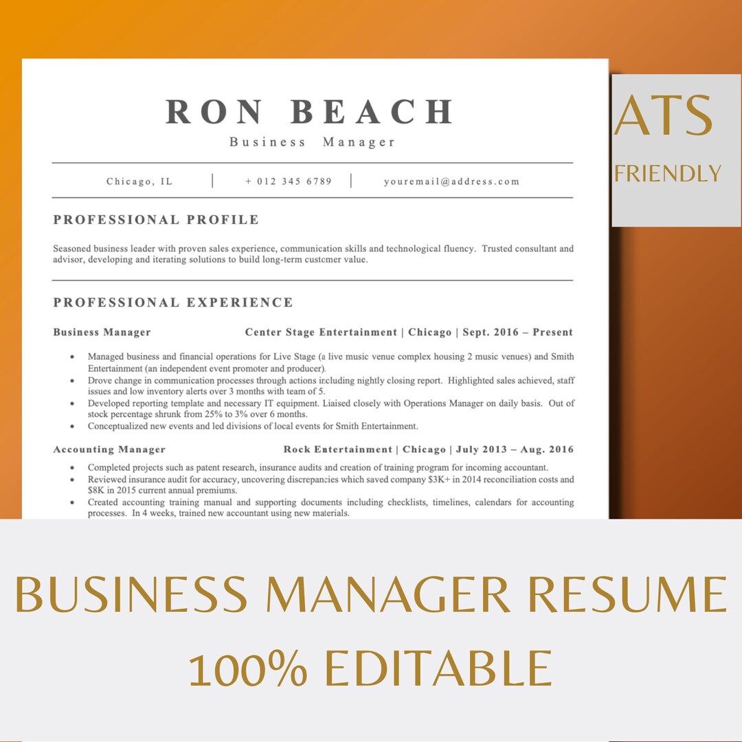 ATS Friendly Resume Template for Microsoft Word | Cover Letter and ...