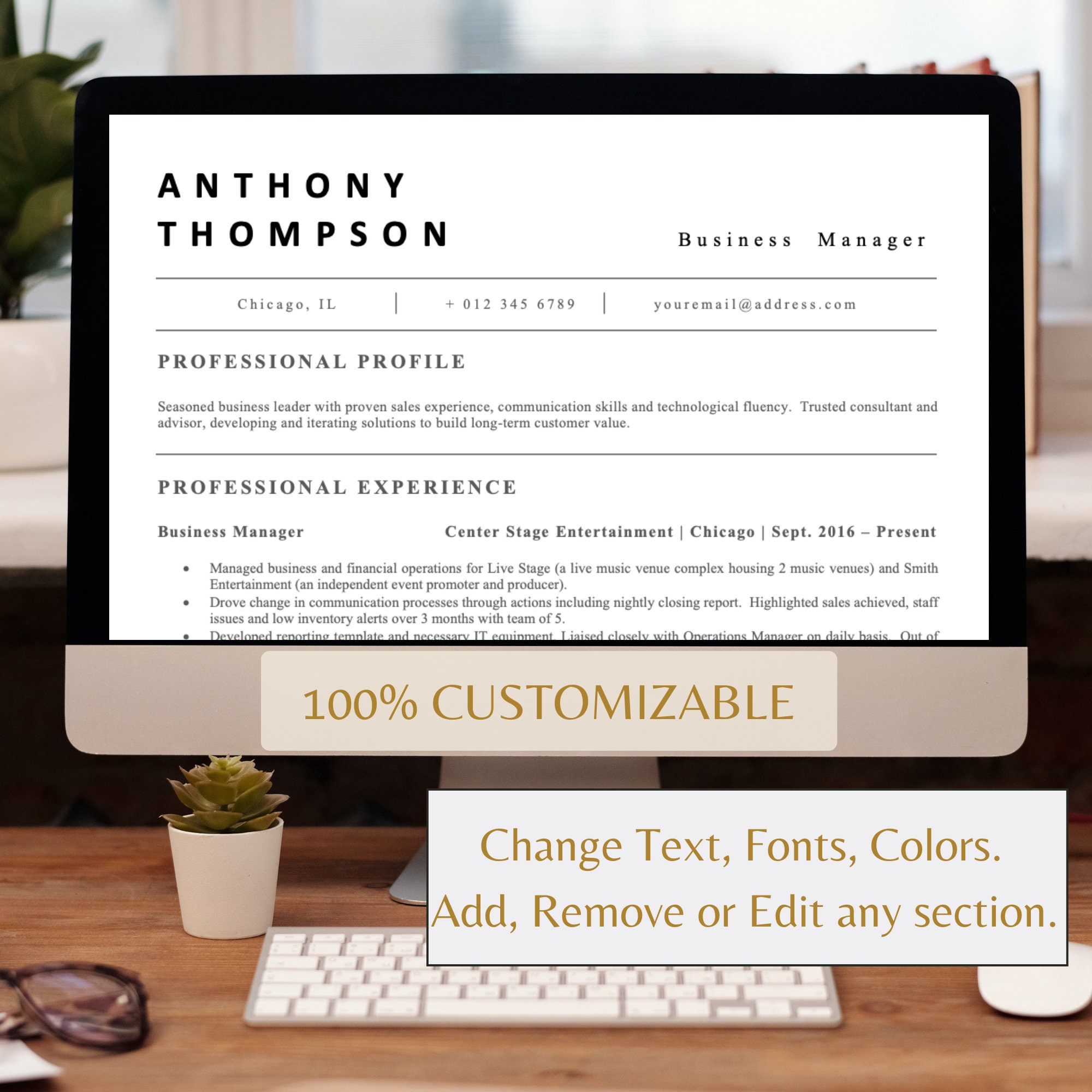 ATS Friendly Resume Template for Microsoft Word Cover Letter - Etsy