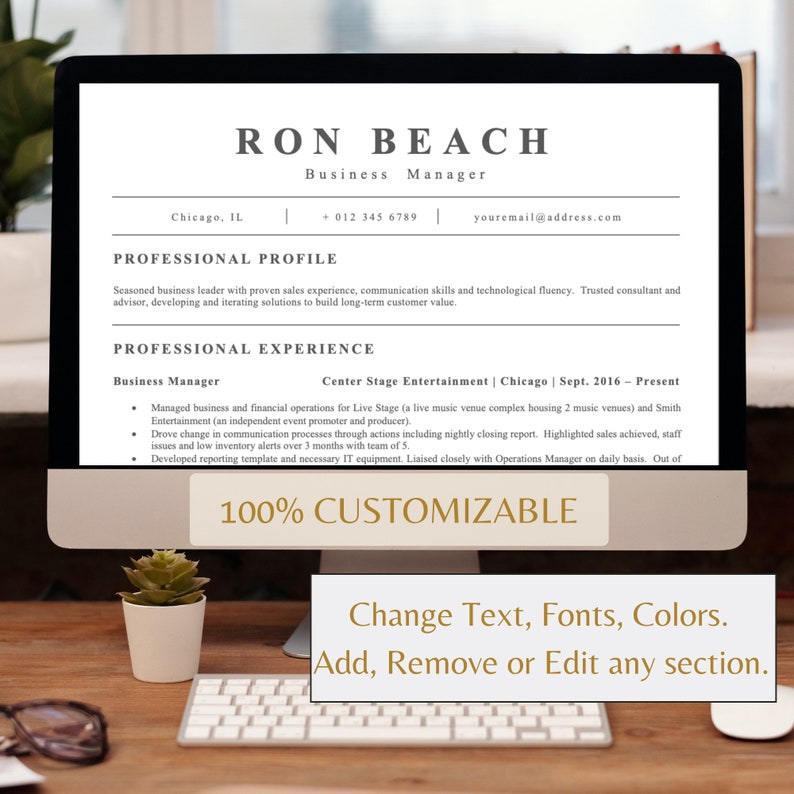 ATS Friendly Resume Template for Microsoft Word | Cover Letter and ...