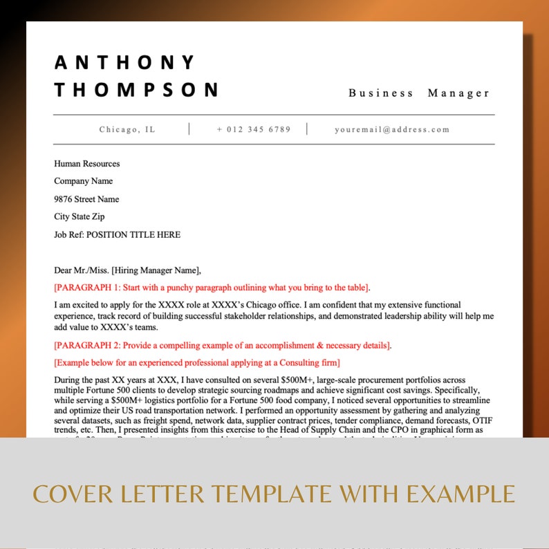 ATS Friendly Resume Template for Microsoft Word Cover Letter - Etsy