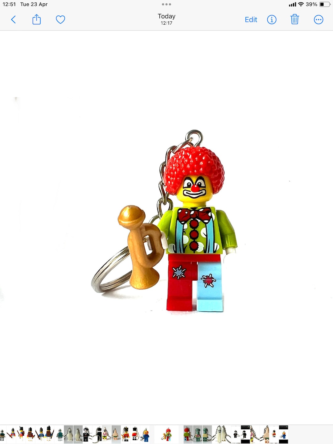 3D Printed Clown Keychain Keyring Minifigure With Trumpet - Etsy