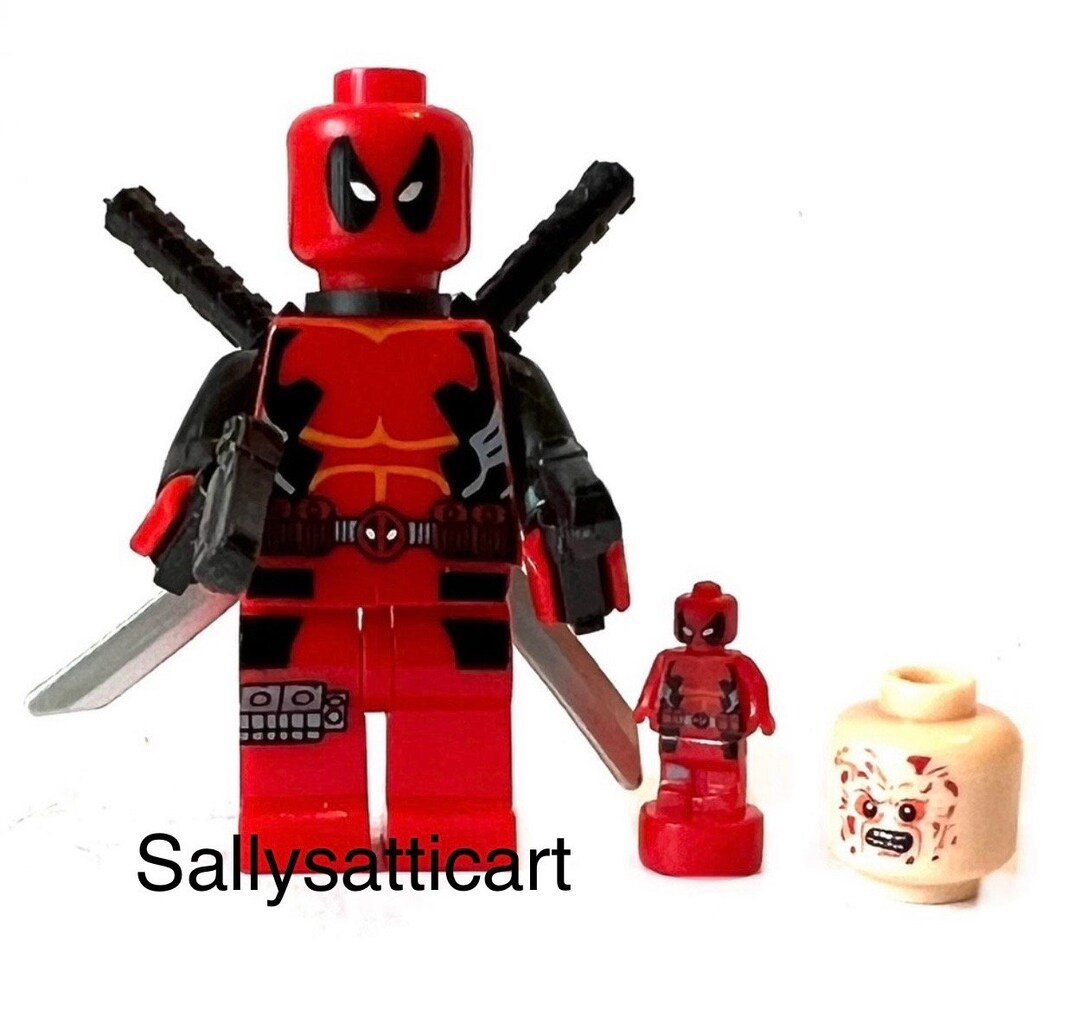 3D Printed Deadpool Minifigure With Spare Head & Mini Deadpool - Etsy
