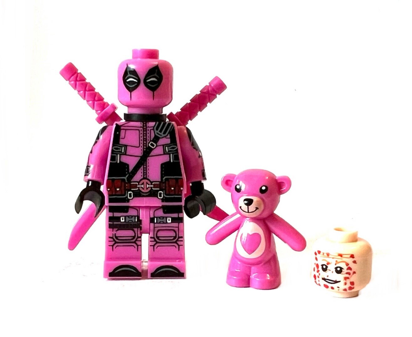 3D Printed Pink Deadpool Minifigure With 2 Heads Custom - Etsy