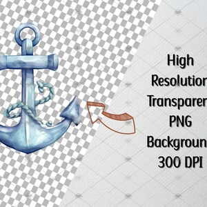 Watercolor Nautical Clipart Set, 30 PNG, Marine Clipart, Ocean Sea ...