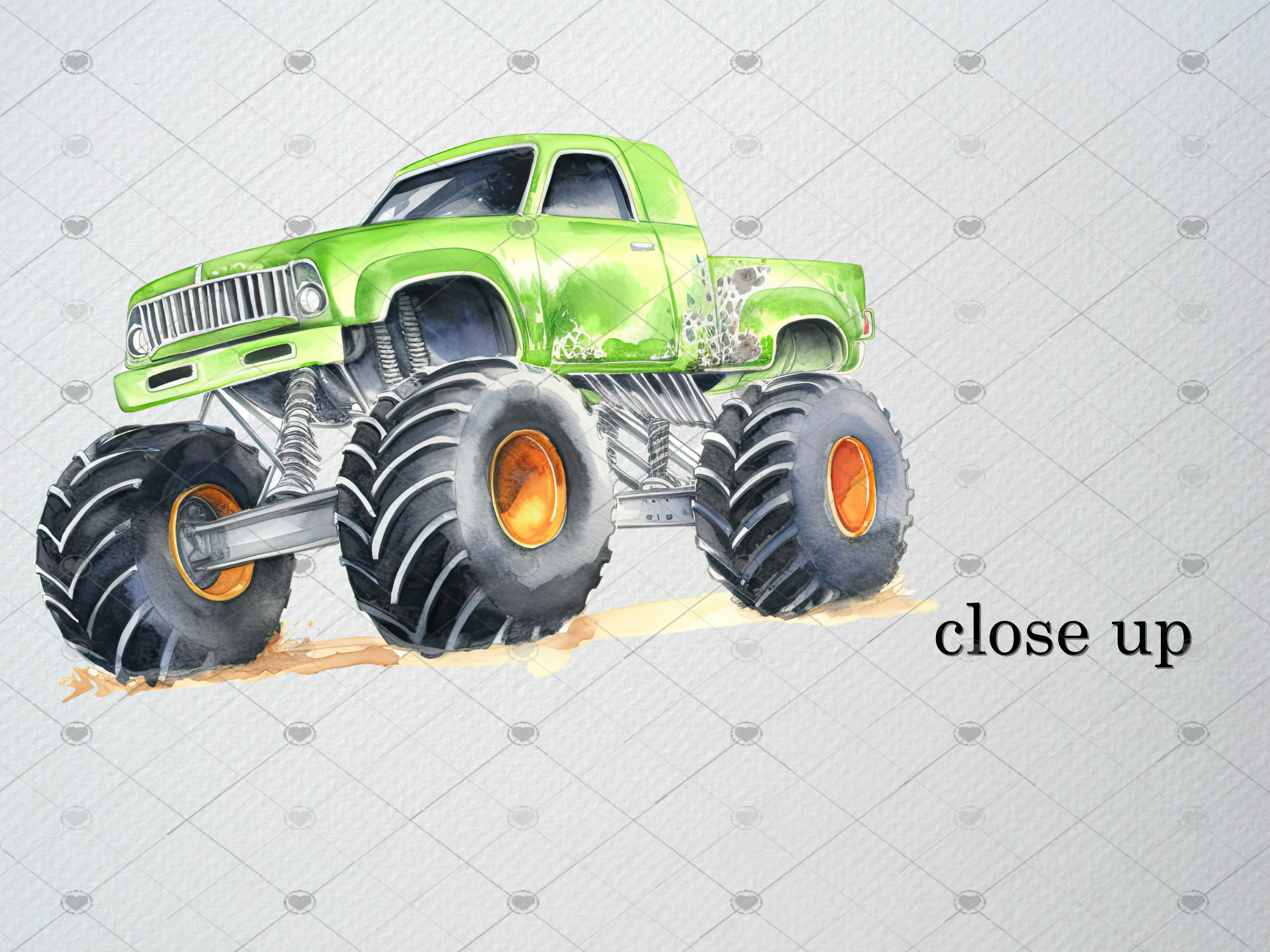 Watercolor Monster Truck Clipart Set: 23 PNG Files - Etsy