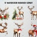 Watercolor Reindeer Clipart Set of 17 PNG Files, Christmas Clipart ...