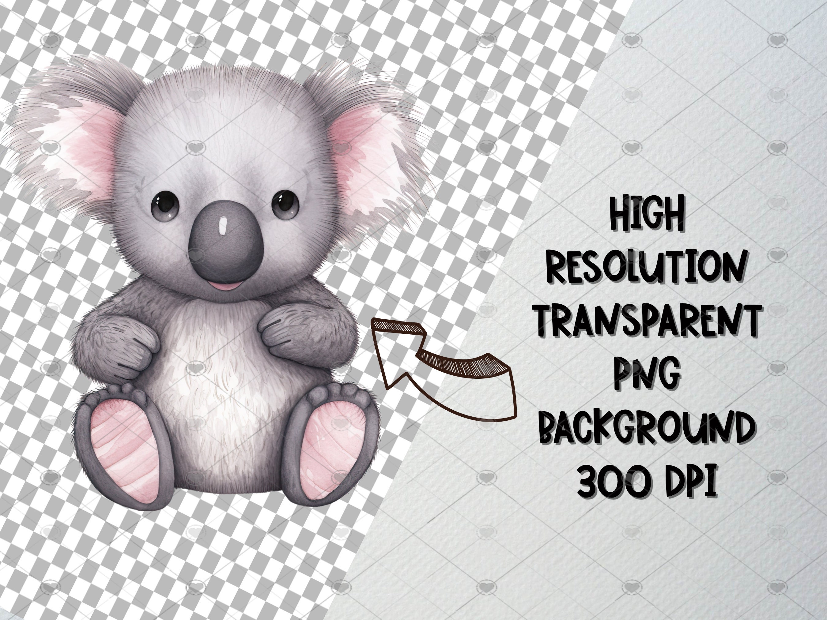 Watercolor Koala Clipart Set of 38 PNG Files, Cute Koala Clipart, Baby ...