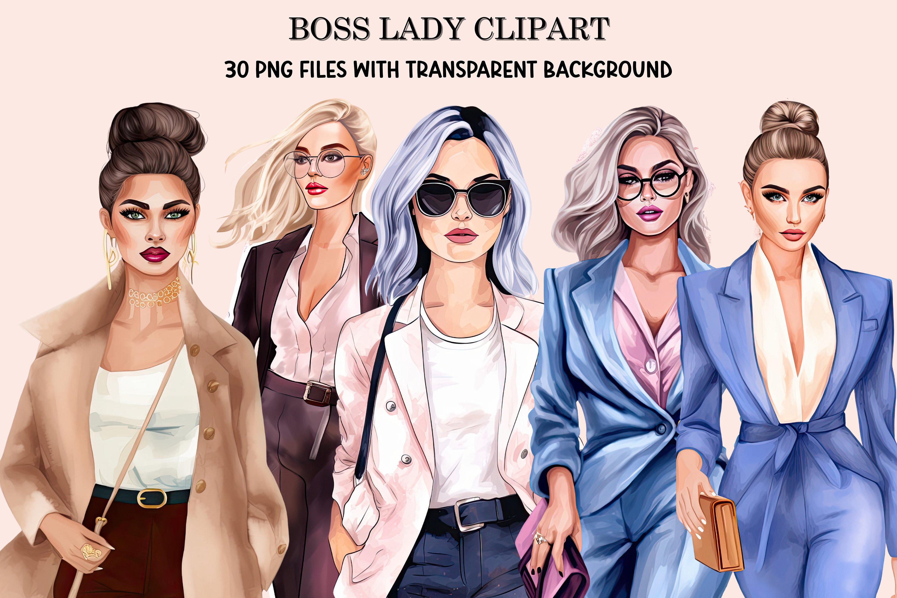 Girl Boss Clipart, Boss Babe Clipart and Accessories Set of 85 PNG ...