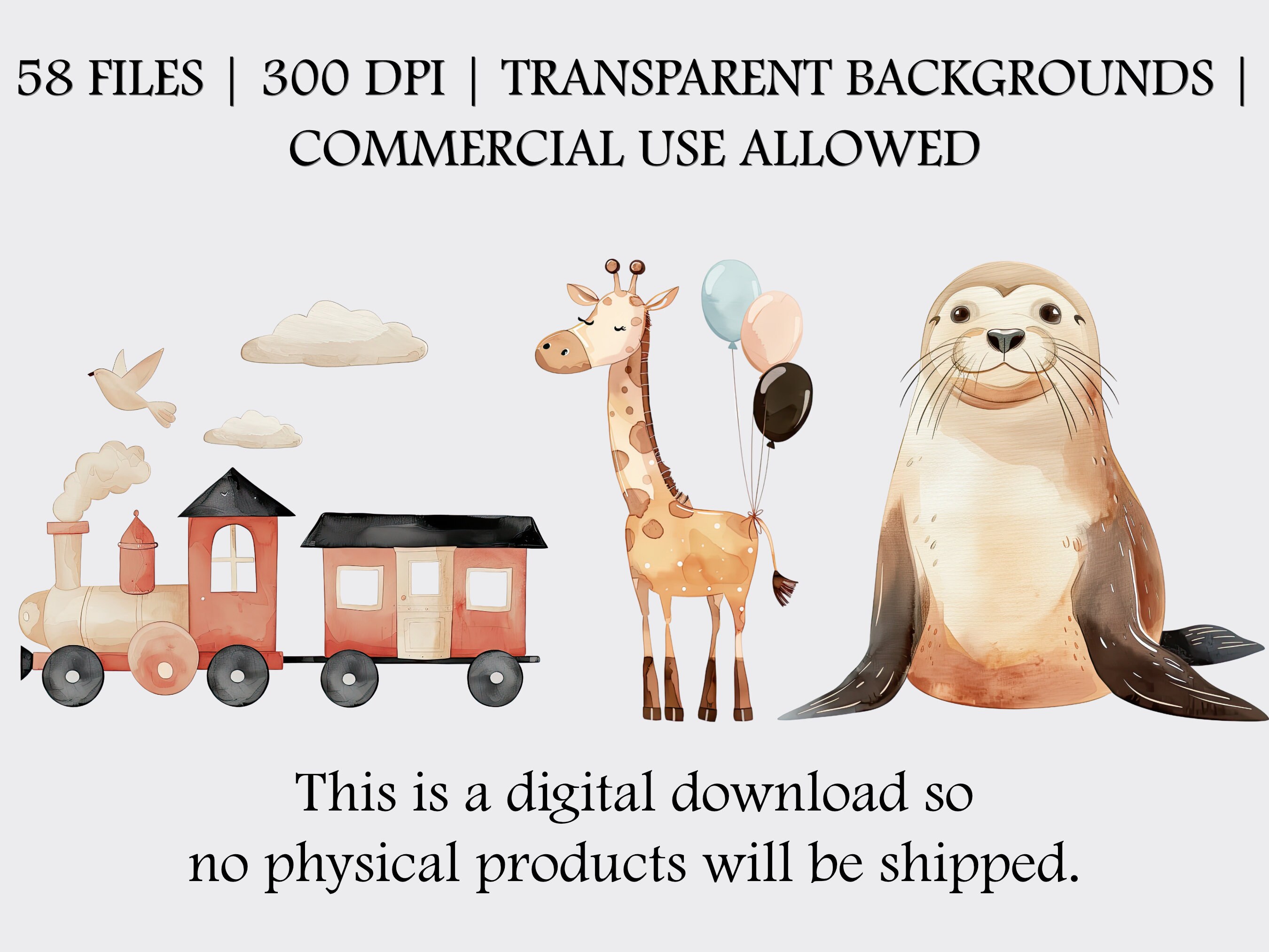 Watercolor Zoo Animals Clipart: Safari Jungle PNG Set (58 Files) - Etsy