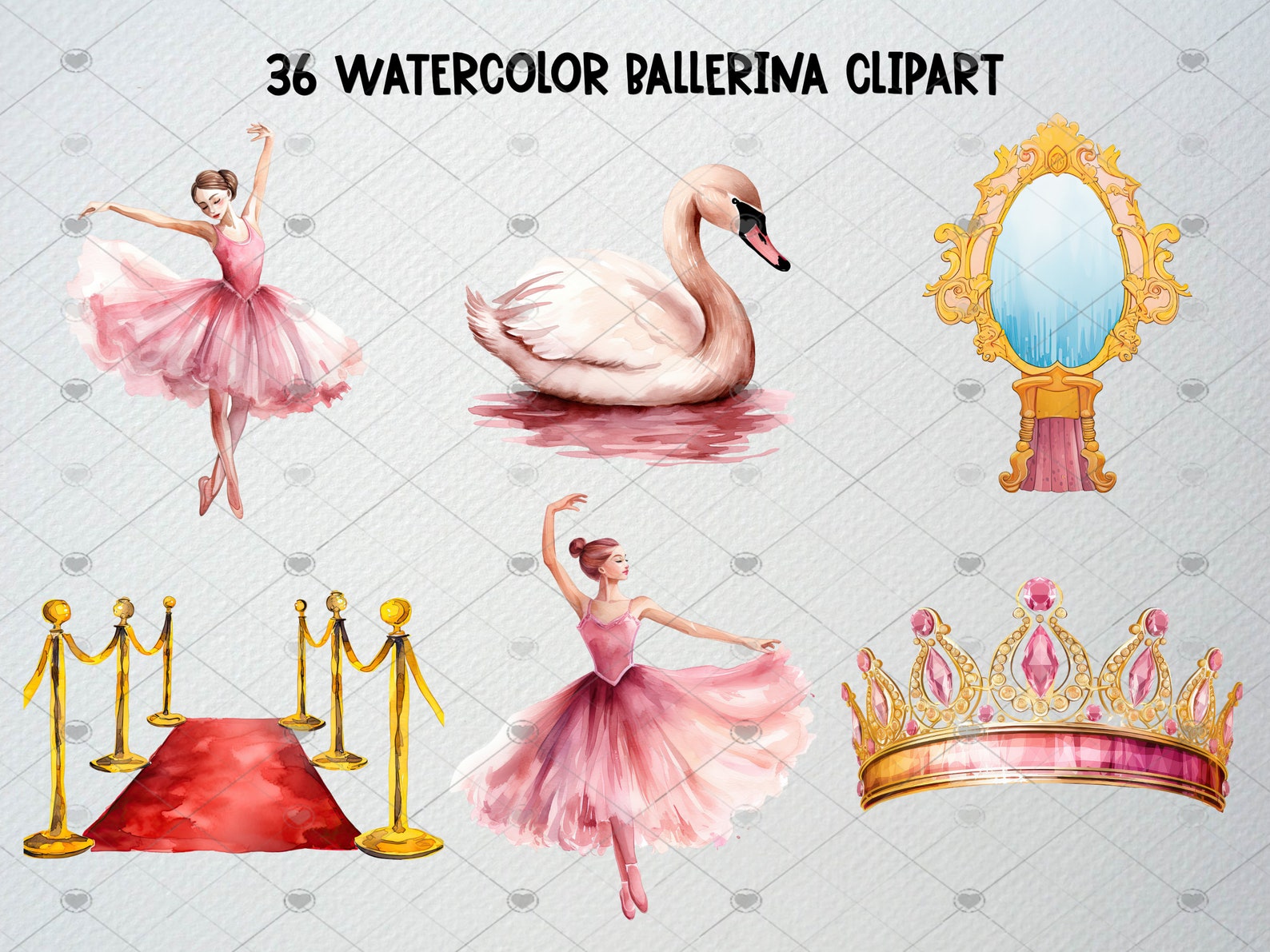 Watercolor Ballerina Clipart Set of 36 PNG Files, Ballet Clipart, Tutu ...