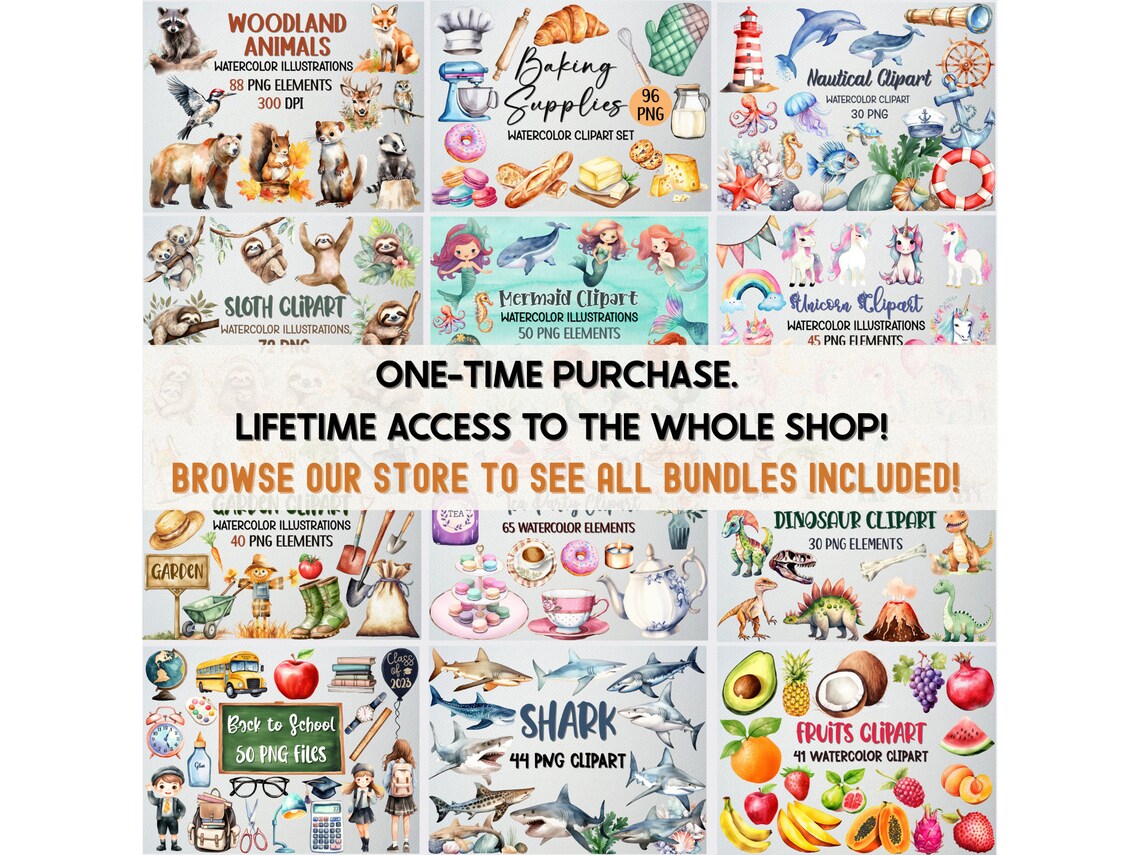 Watercolor Clipart Mega Bundle, Whole Shop Bundle, Entire Store Bundle ...