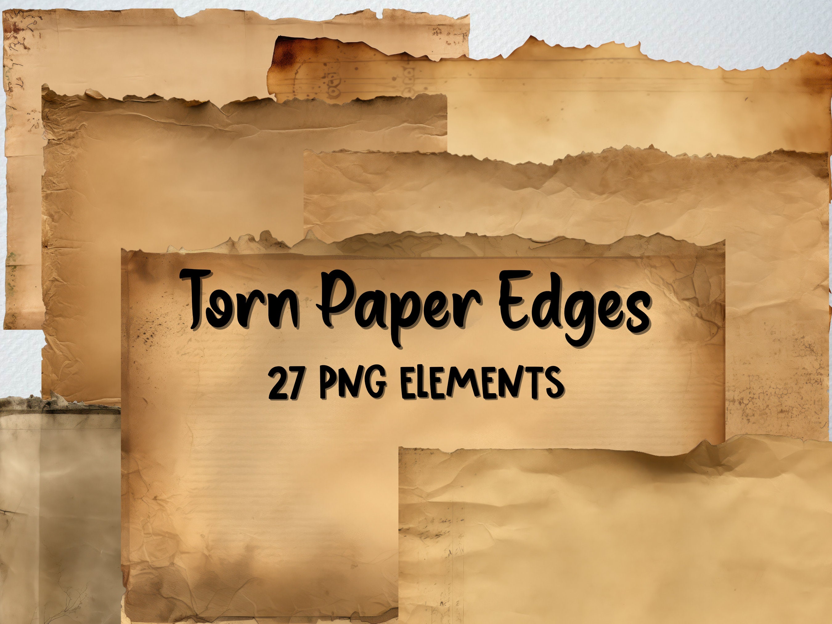 Torn Edge Paper Texture Paper of 27 PNG Files, Torn Paper Clipart, Old ...