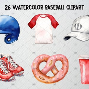 Watercolor Baseball Clipart Set: Sports Illustrations (26 PNG Files) - Etsy