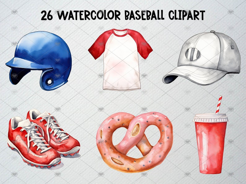Watercolor Baseball Clipart Set: Sports Illustrations (26 PNG Files) - Etsy