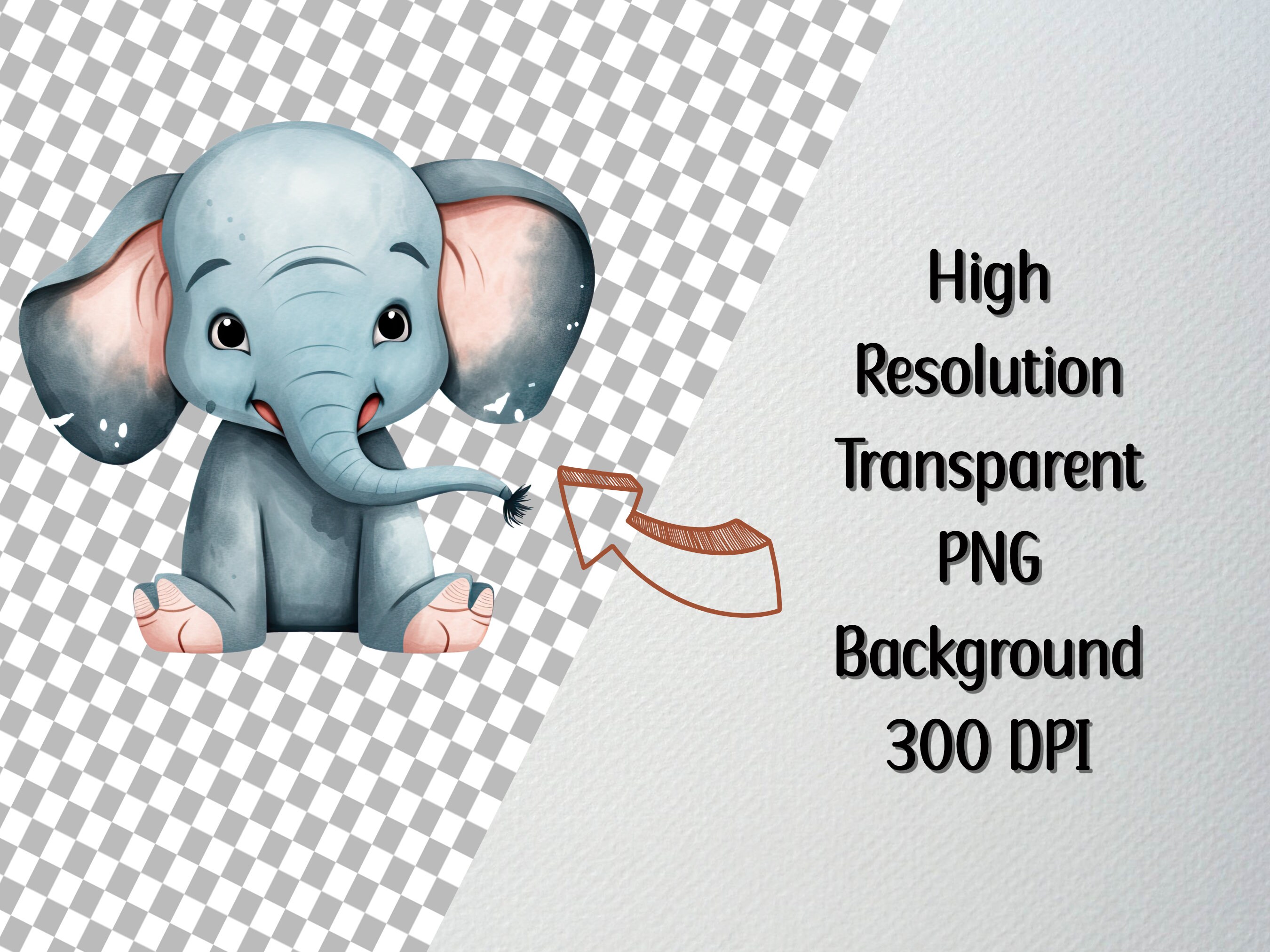 Watercolor Baby Elephant Clipart Set of 20 PNG Files, Baby Shower Clip ...