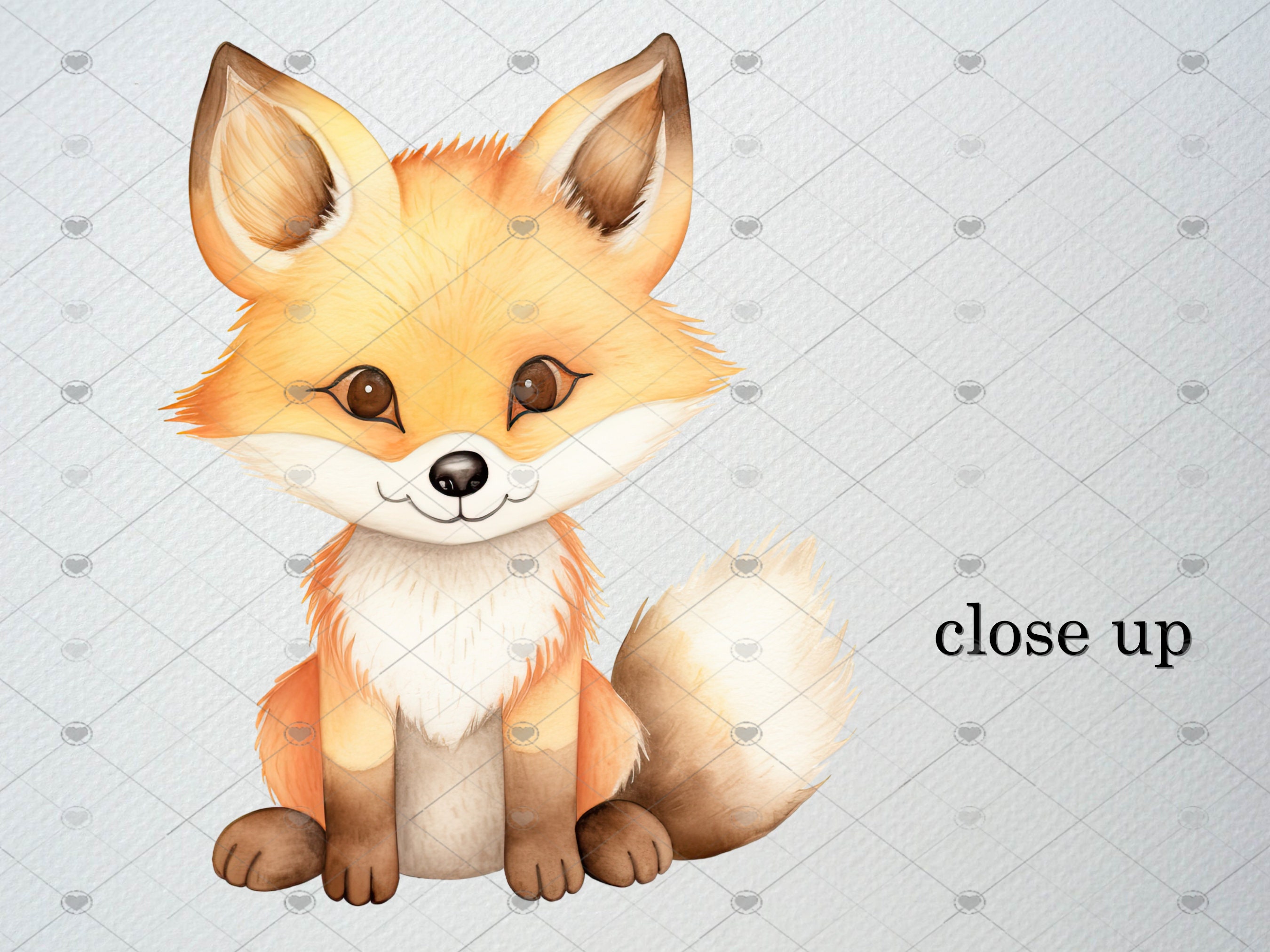 Watercolor Fox Clipart Set of 49 PNG Files, Cute Fox Clipart, Baby Fox ...
