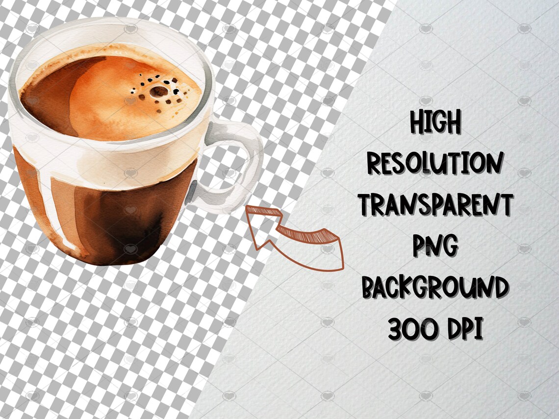 Watercolor Coffee Clipart Set of 48 PNG Files, Beverage Clipart ...