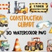 Watercolor Construction Clipart Set of 30 PNG, Truck Clipart, Bulldozer ...