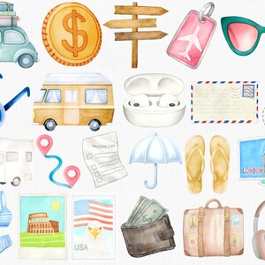 Watercolor Travel Clipart Set: Adventure Scrapbooking (56 PNG) - Etsy