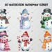 Watercolor Snowman Clipart Set of 30 PNG Files, Christmas Clipart ...