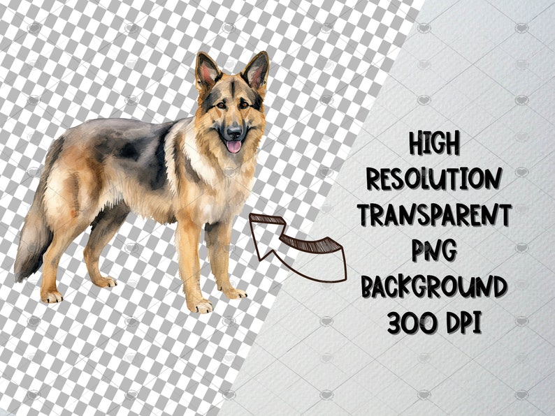 Watercolor German Shepherd Clipart Set of 45 PNG Files, Cute Dog ...