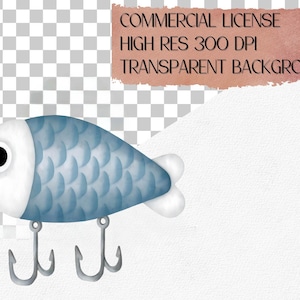 Watercolor Fishing Clipart Set: Rods, Lures, Boats (54 PNG Files) - Etsy