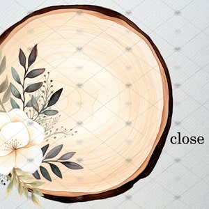 Watercolor Wooden Slices Clipart Set of 27 PNG Files, Floral Wood ...