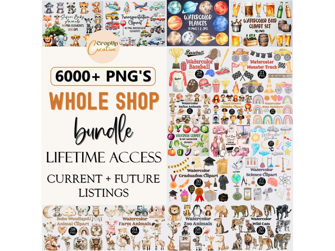Watercolor Clipart Mega Bundle, Whole Shop Bundle, Entire Store Bundle ...