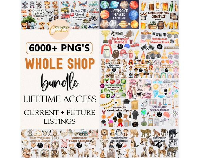 Watercolor Clipart Mega Bundle, Whole Shop Bundle, Entire Store Bundle ...