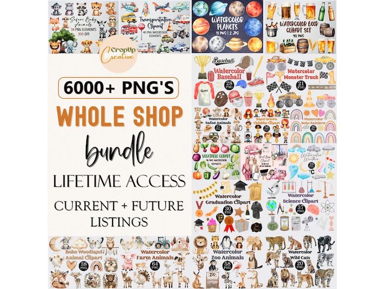 Watercolor Clipart Mega Bundle, Whole Shop Bundle, Entire Store Bundle ...