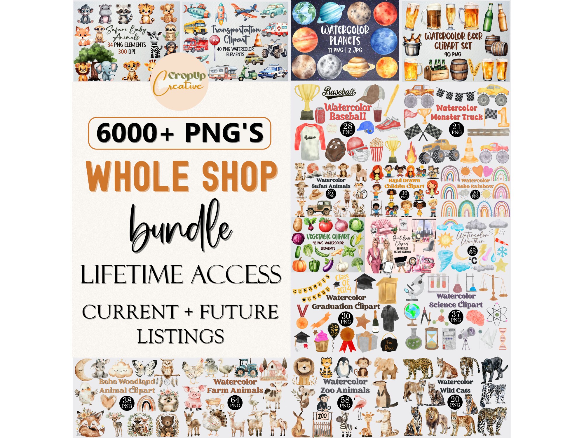 Watercolor Clipart Mega Bundle, Whole Shop Bundle, Entire Store Bundle ...