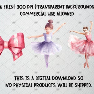 Watercolor Ballerina Clipart Set of 36 PNG Files, Ballet Clipart, Tutu ...