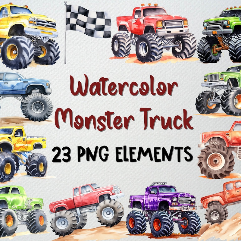 Monster Truck Clipart - Etsy