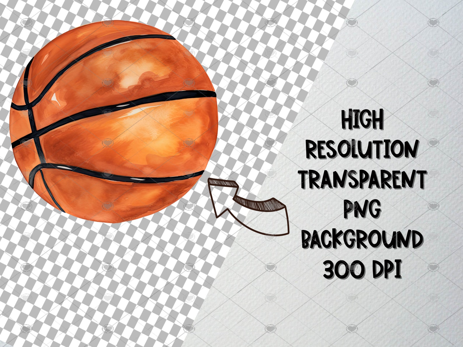 Watercolor Basketball Clipart Set of 14 PNG Files, Sports Clipart ...