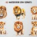 Watercolor Lion Clipart Set of 30 PNG Files, Lion Head Clipart, Baby ...