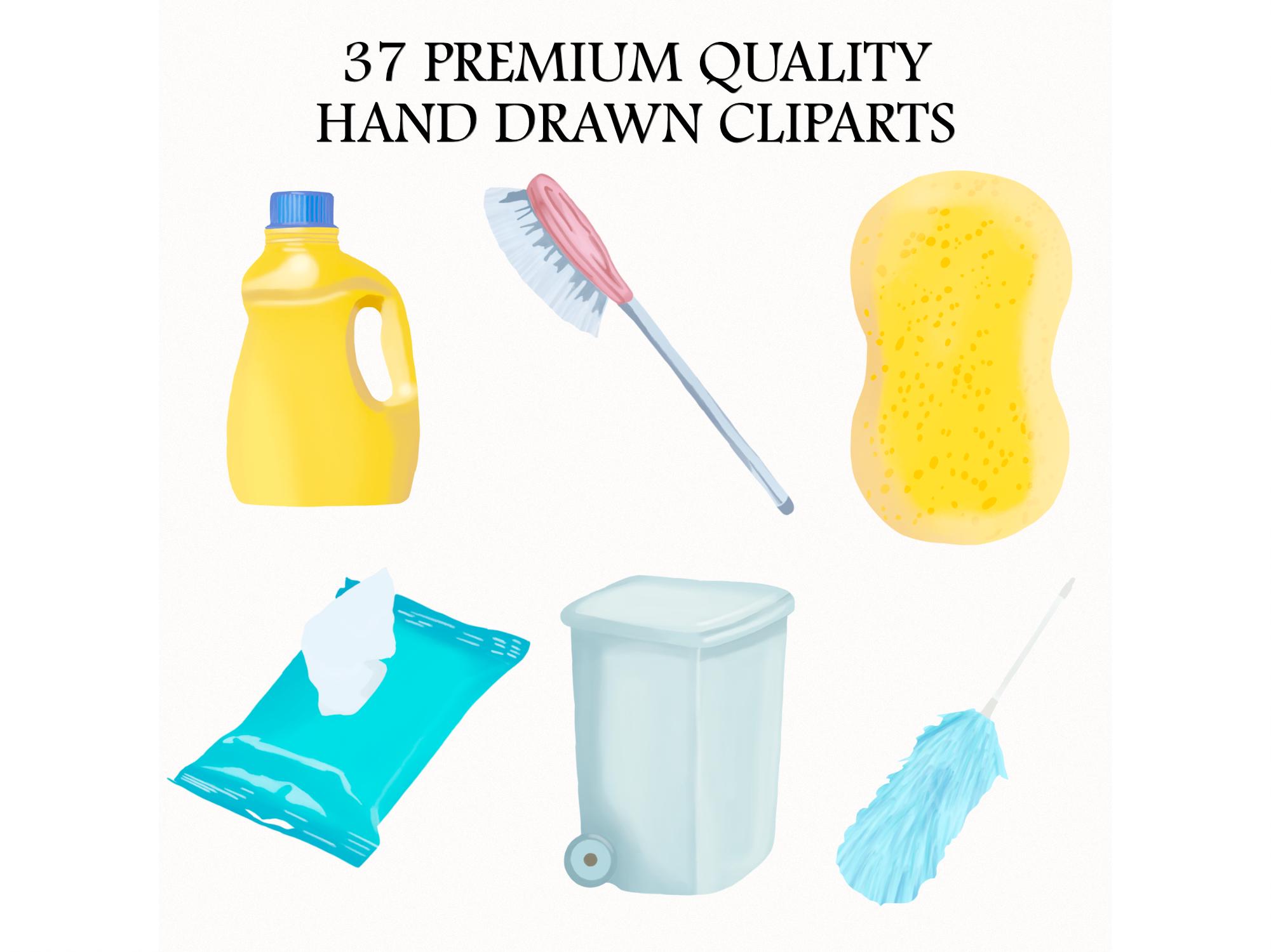 Watercolor Cleaning Supplies Clipart: Hand-painted PNG Bundle (37 ...