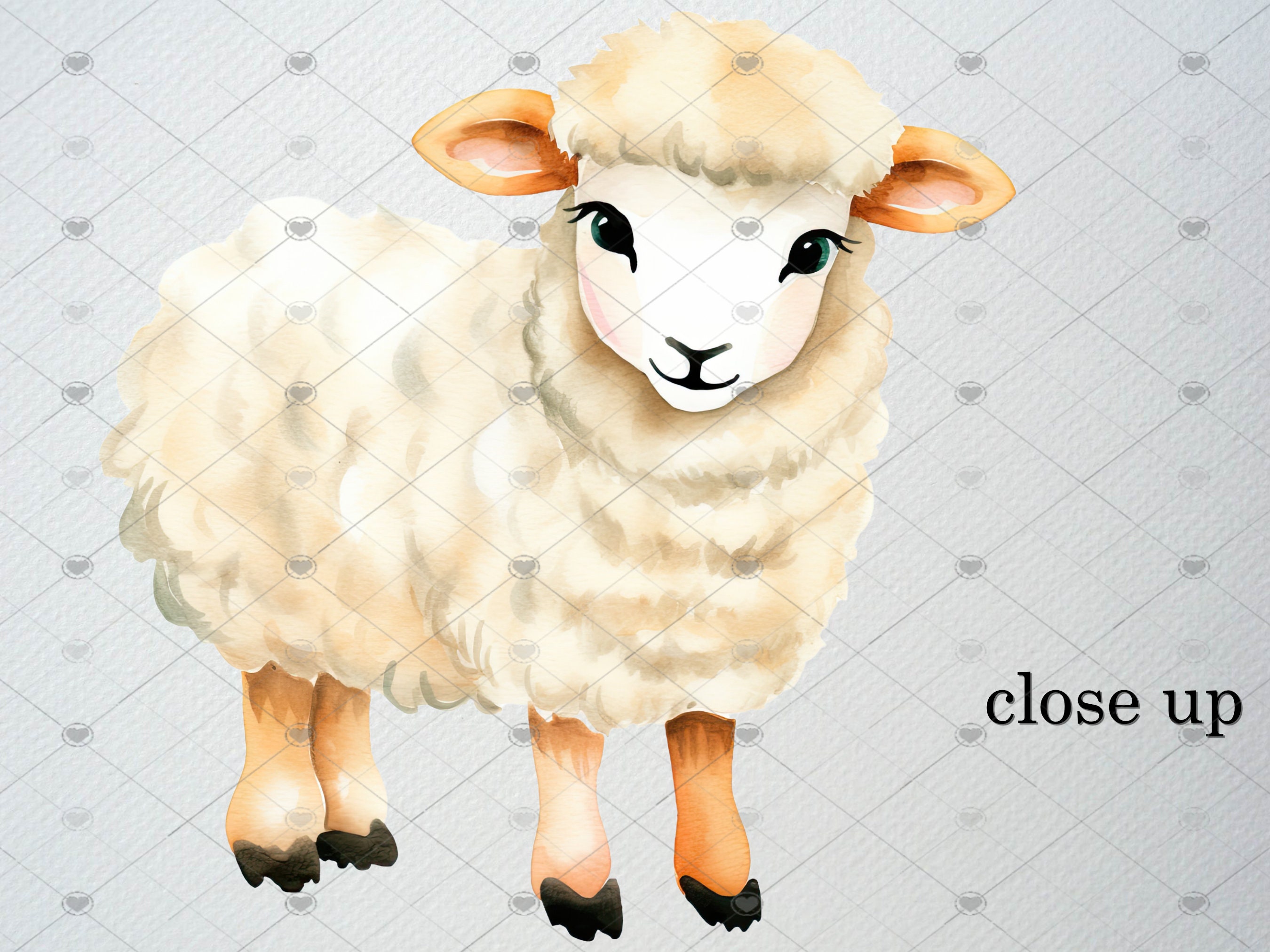 Watercolor Sheep Clipart Set of 45 PNG Files, Lamb Clipart, Sheep ...