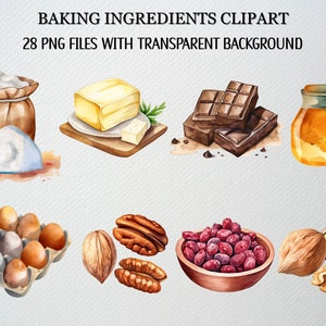 Baking Clipart Set, Watercolor Bakery Clipart, Hand Painted Clipart ...