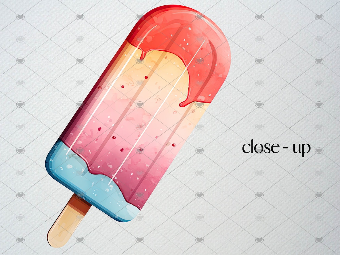 Watercolor Popsicle Clipart Set of 50 PNG Files, Ice Cream Clipart ...