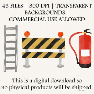 Watercolor Firefighter Clipart Set: 43 PNG Fire Station Graphics ...