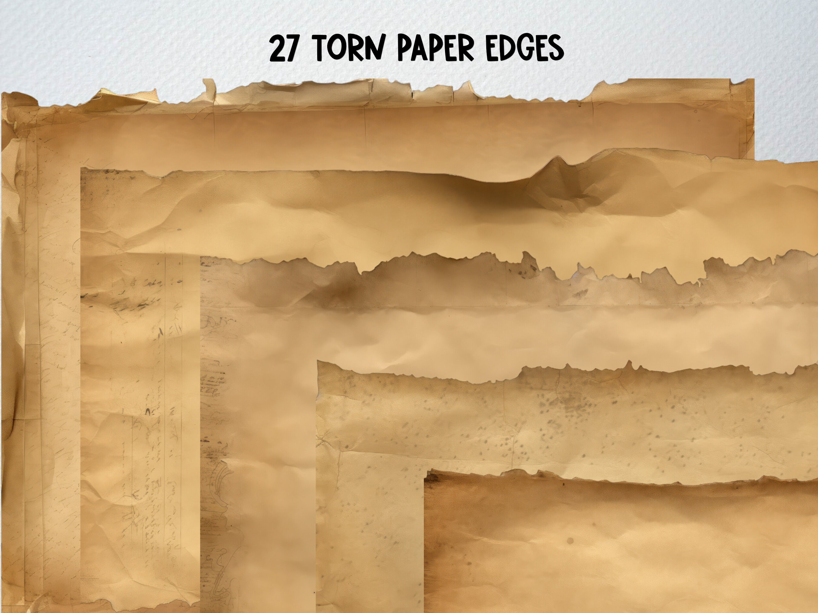 Torn Edge Paper Texture Paper of 27 PNG Files, Torn Paper Clipart, Old ...