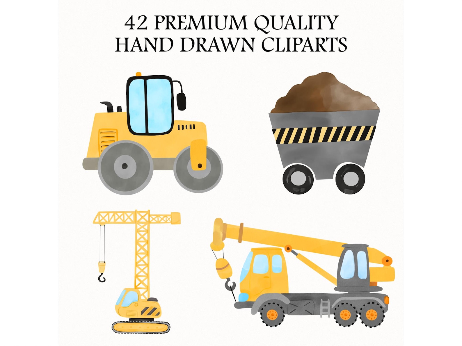 Watercolor Construction Clipart PNG, Construction Vehicles Clip Art ...