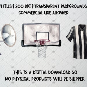 Watercolor Basketball Clipart Set of 14 PNG Files, Sports Clipart ...